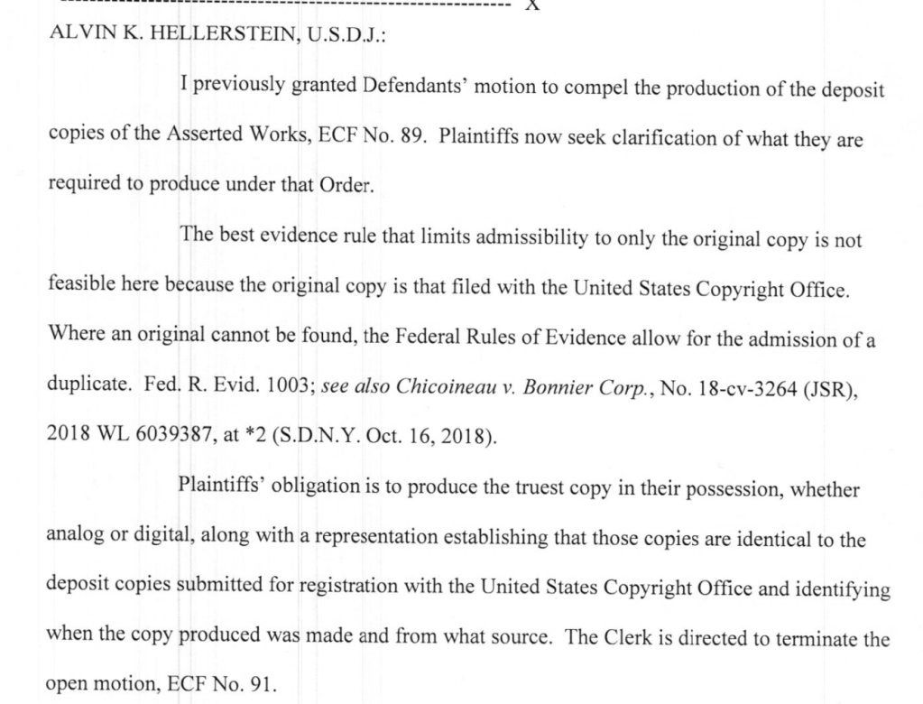 Judge Hellerstein clarifies UMG Recordings plaintiffs can produce ...