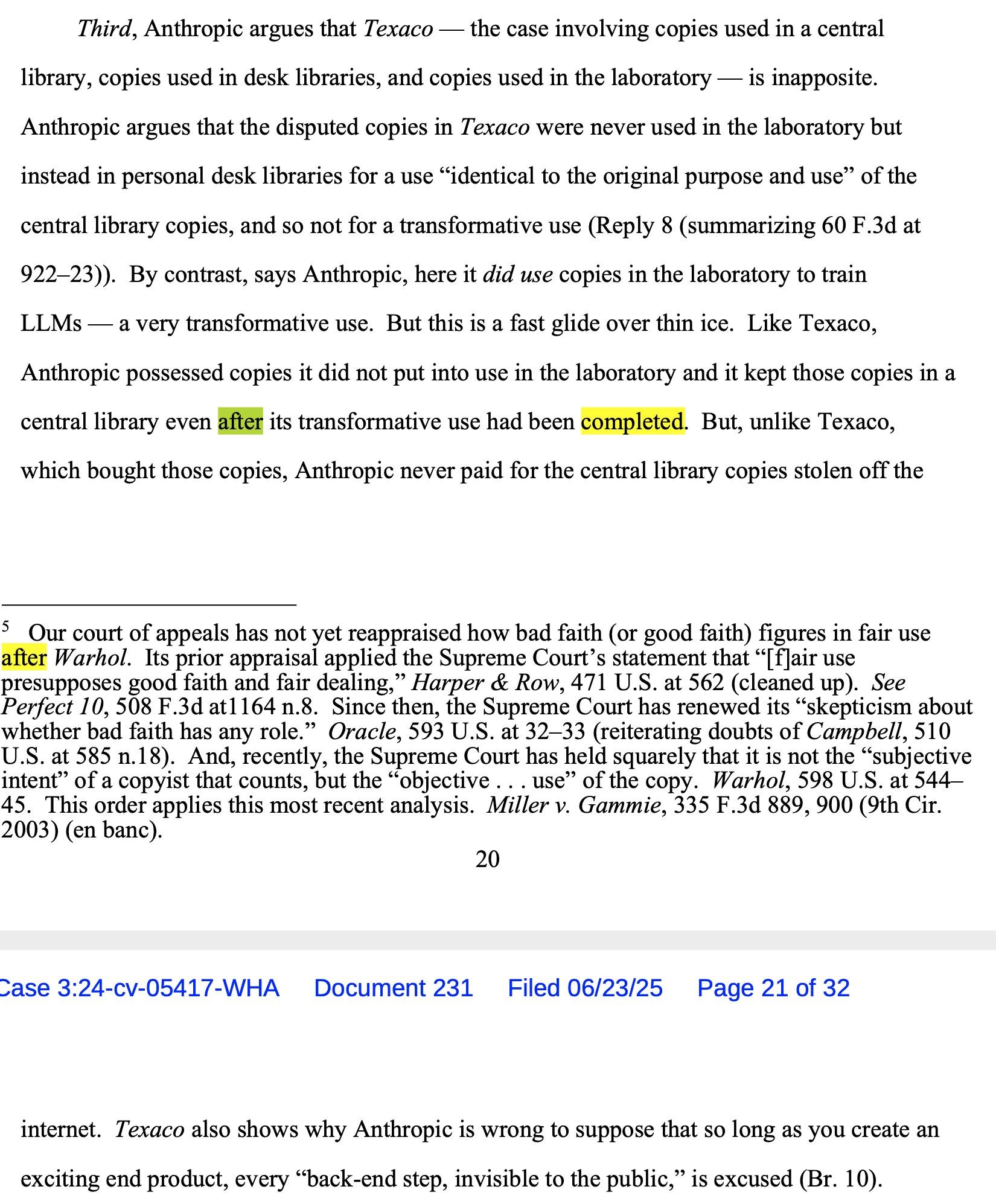 Has Magistrate Judge Wang overread the Bartz v. Anthropic fair use decision in her recent ...