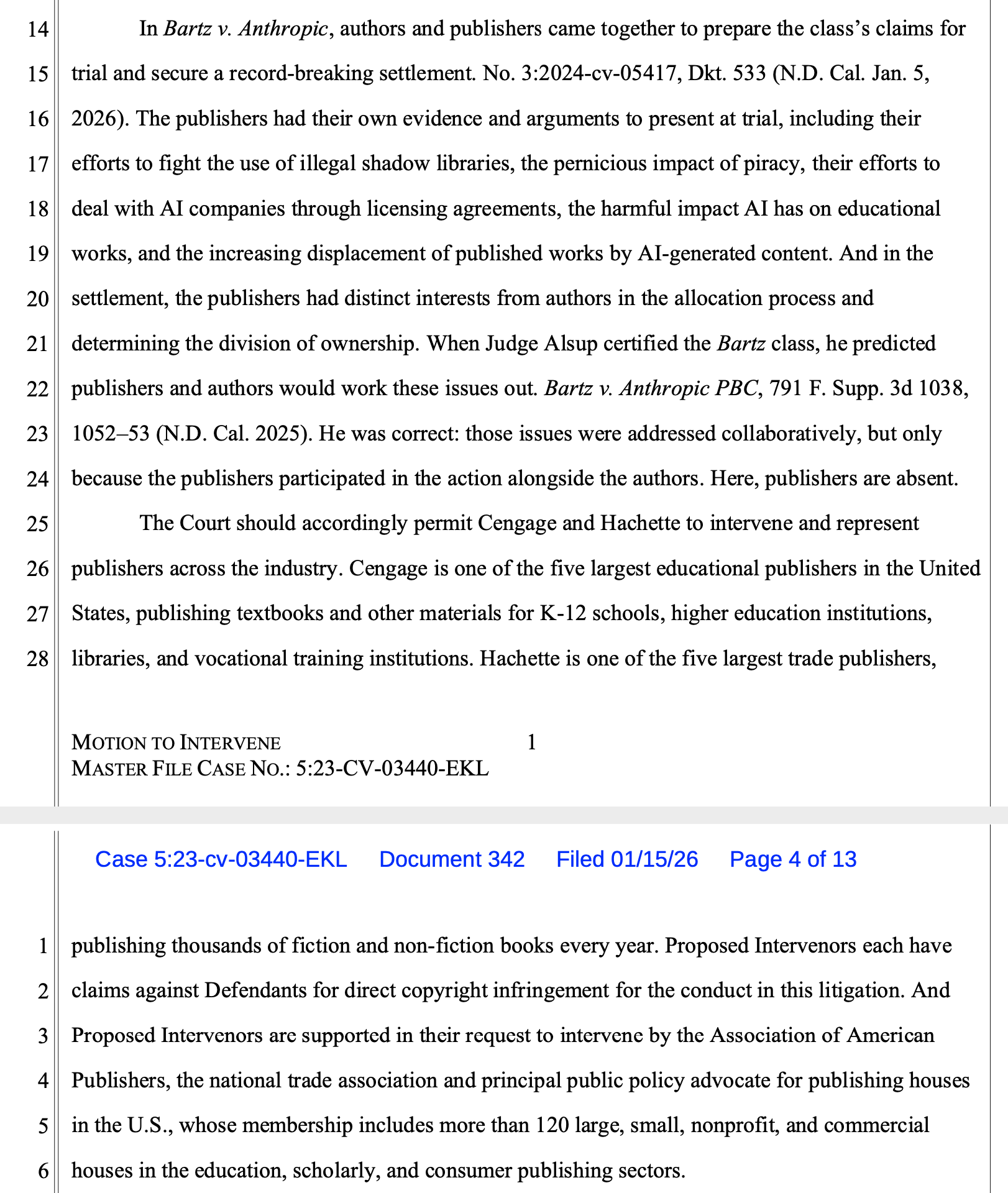 Cengage Learning, Inc., Hachette Book Group, Inc. ask to intervene in ...